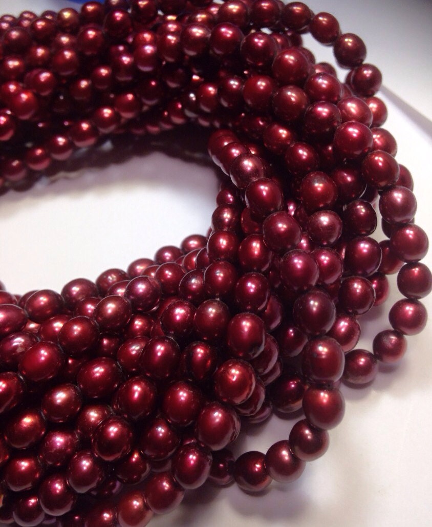 Rice Pearl Oval Pearl Freshwater Pearl Burgundy Red 6-7mm X | Etsy