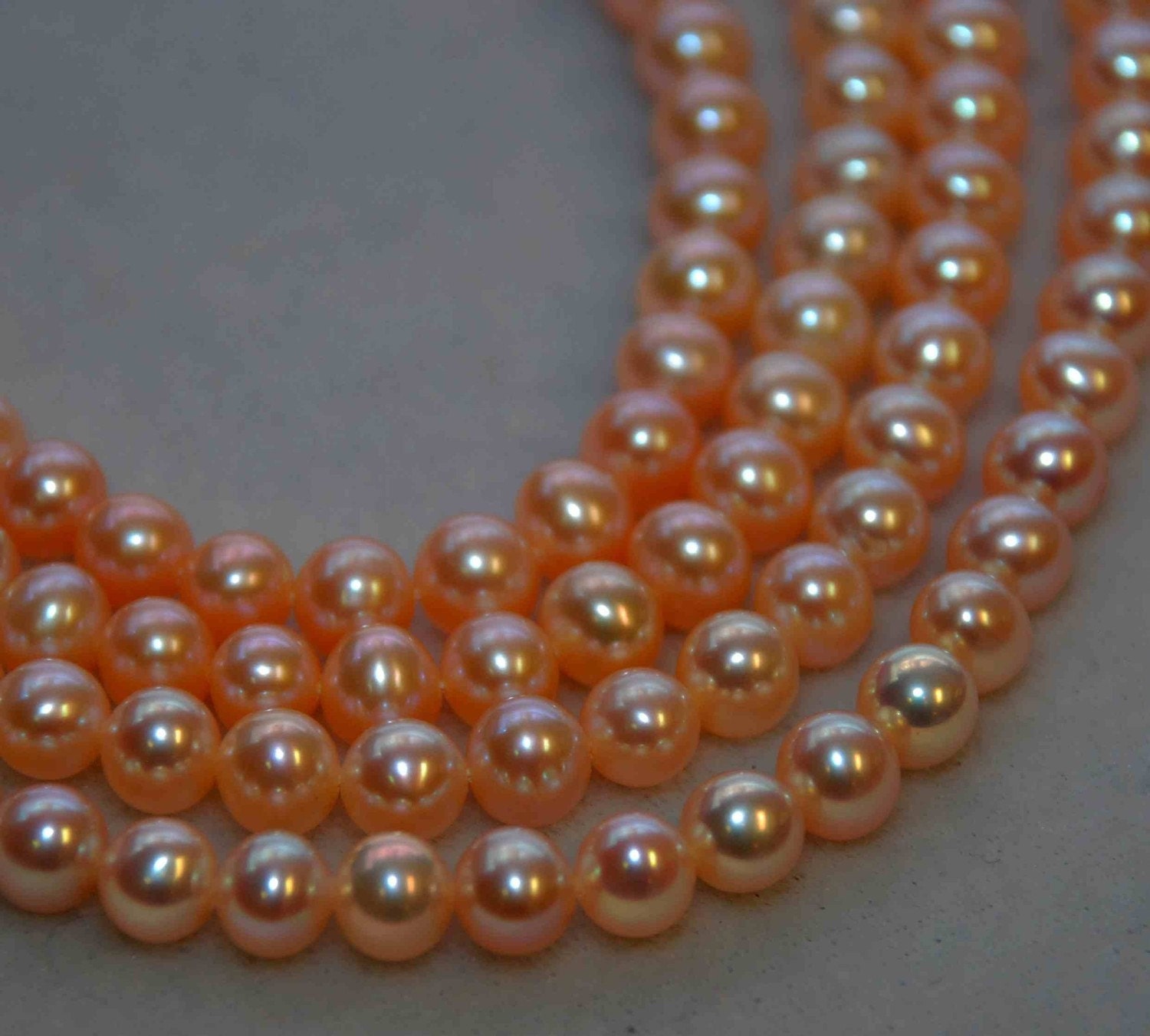 AAA 7mm Stunning Natural Peach Color Round off Potato Freshwater Pearl ...