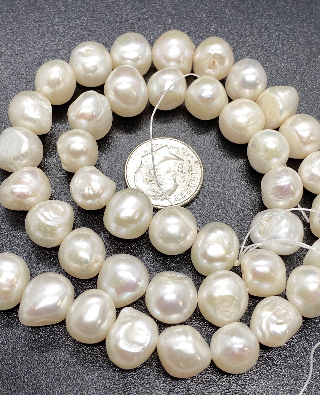 AA 10-11mm Large Baroque Pearl Ivory White Cream Freshwater Pearl Beads ...