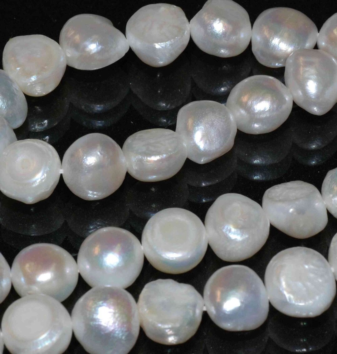 11-12mm AA Large Baroque Freshwater Pearl Ivory White Cream Full Strand ...