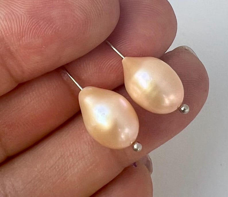 Rare Tear Drop Pearls Natural Color! 9-10 Mm Freshwater Cultured Pearl ...