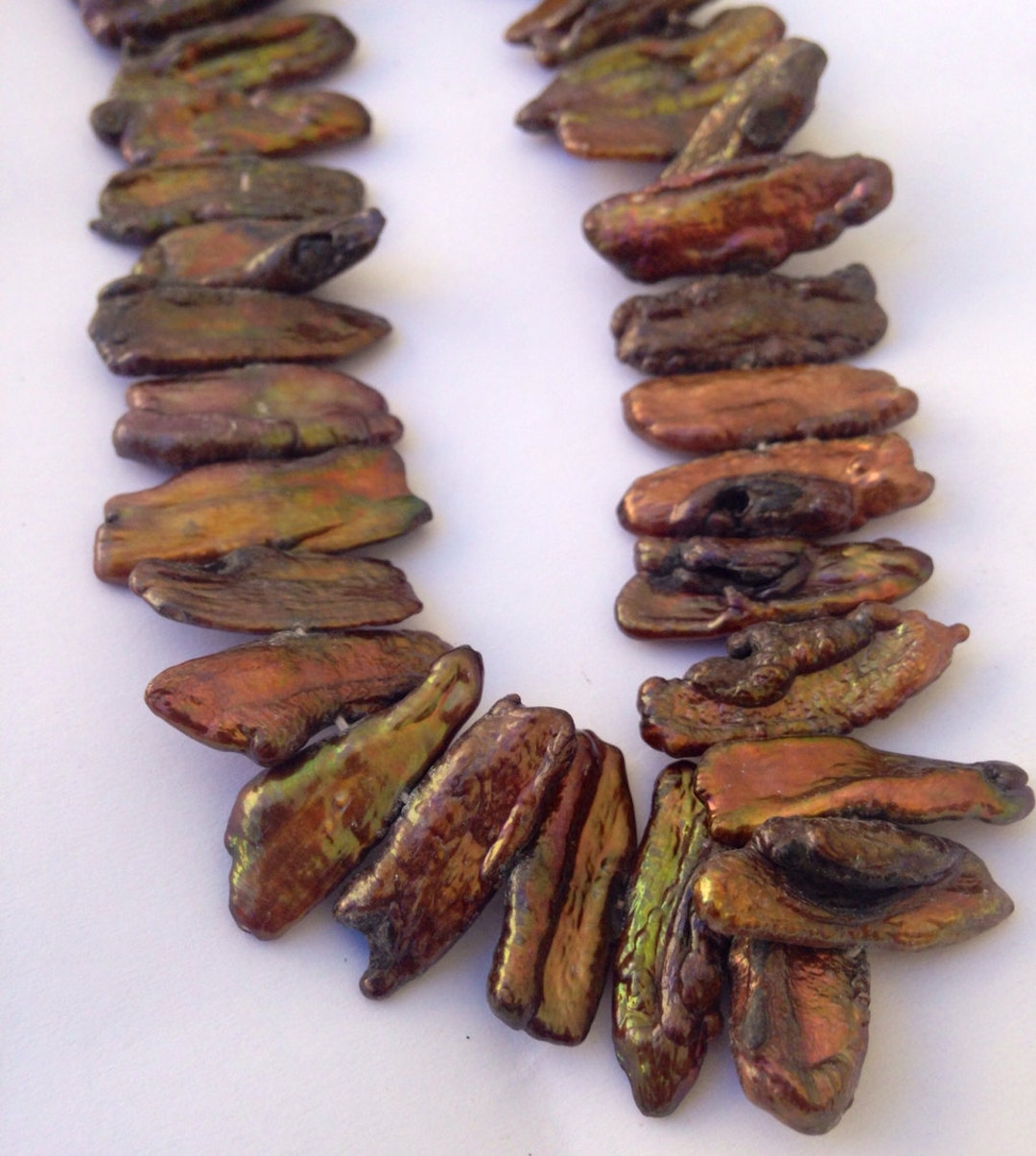 20X10MM Large Biwa Pearls Bronze Copper Brown Color Side Drill ...