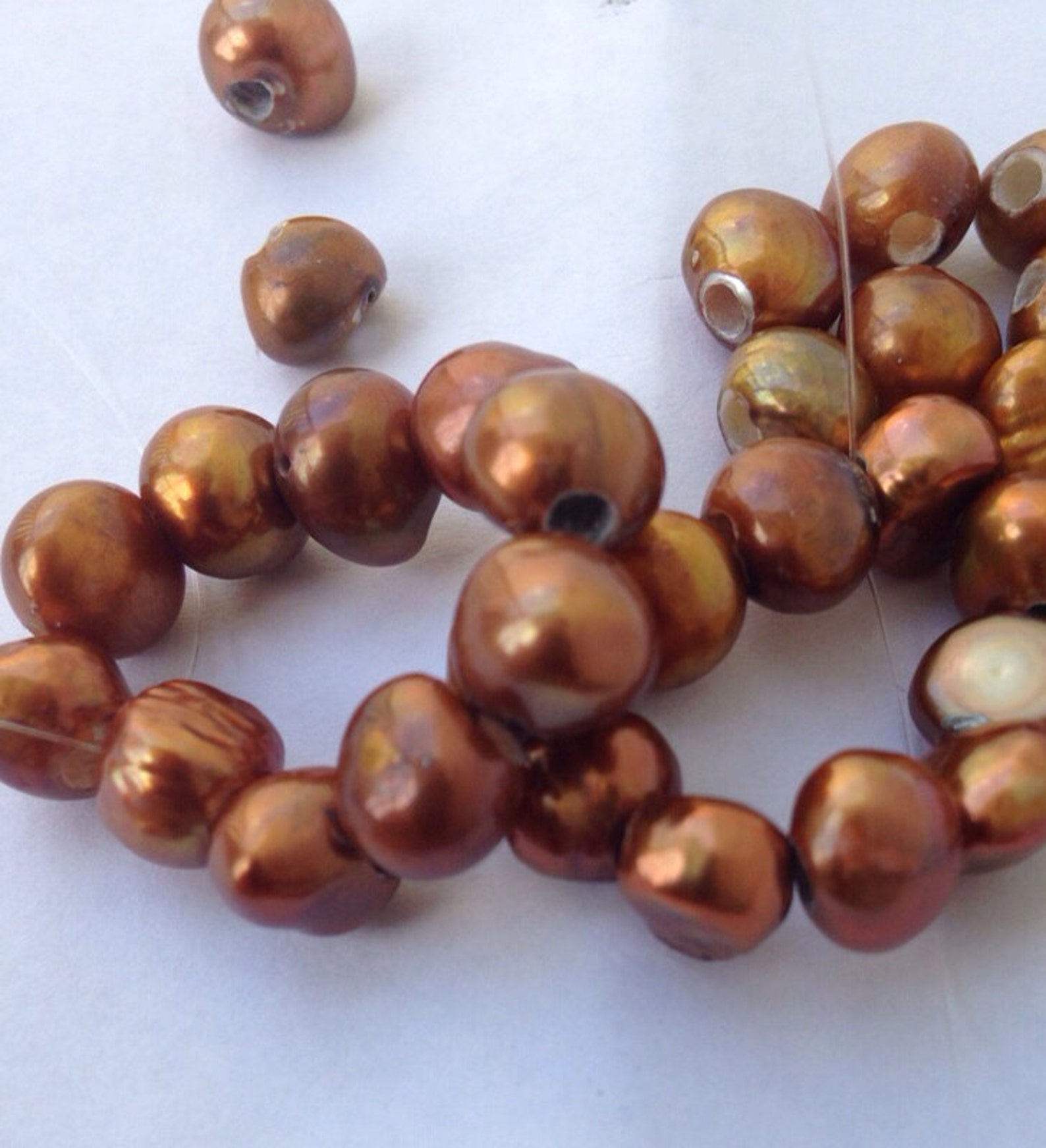 Large Hole Freshwater Pearl 2.5mm Hole-10 Pc Stunning Brown 7-8mm ...