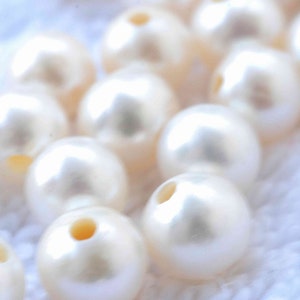 Large Hole 9mm Round Pearl---10 Pieces Set Ivory White Freshwater Pearl ...