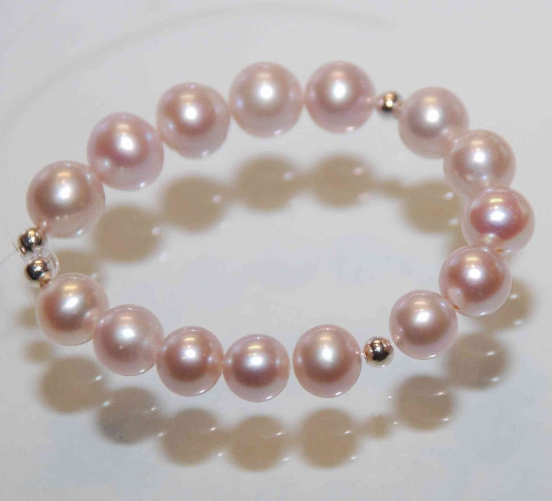 AAA+ 6.5-7mm Round Natural Baby Pink Genuine Freshwater Pearl, Great ...