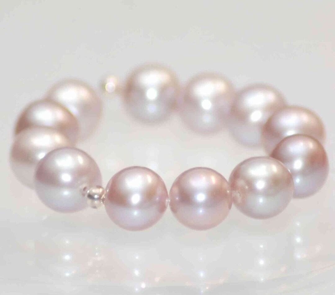 8-8.5mm AAA Quality Round Natural Lavender Champagne Pink Genuine Pearl ...