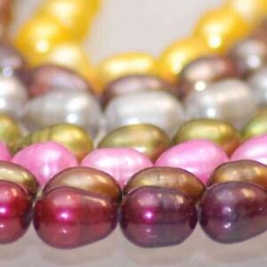 AA+ 8-9mmx9-12mm Rice Baroque Freshwater Pearl Fire Red Oval Baroque ...