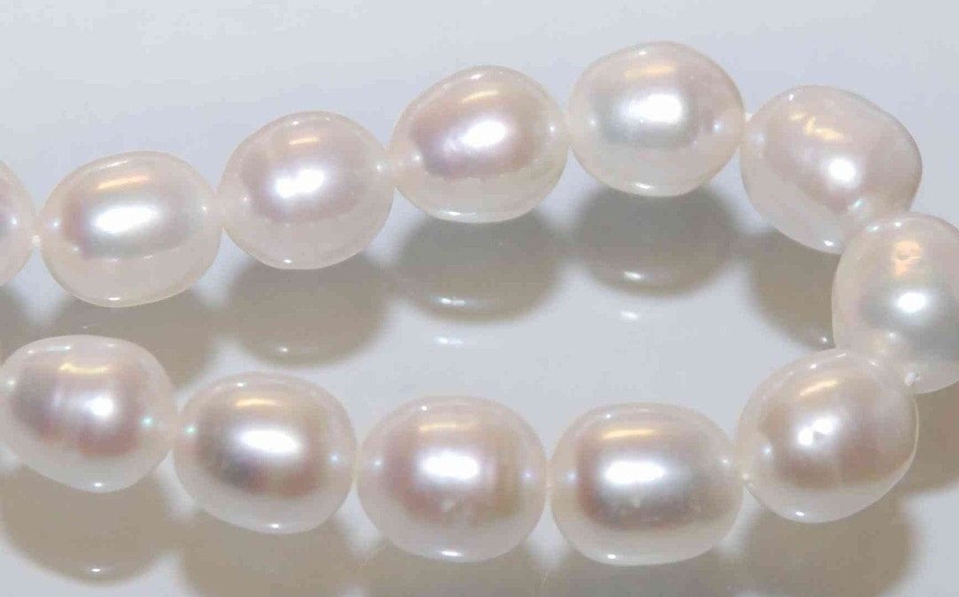 Rice Pearl Freshwater Pearl Ivory White LARGE 10x12mm----15 Inches Full ...
