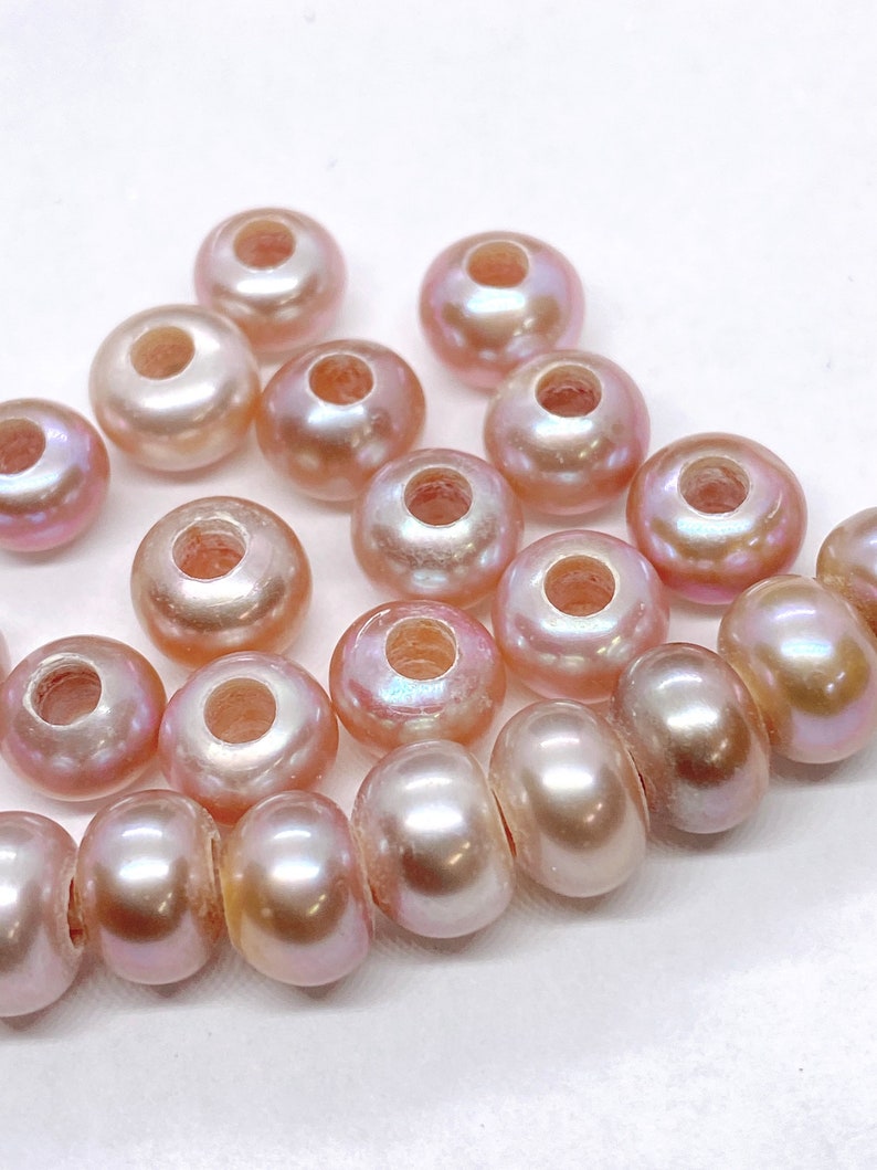 AAA 8mm Roundel Button Freshwater Pearl, 1.5mm 2.2mm 3mm Large Hole ...