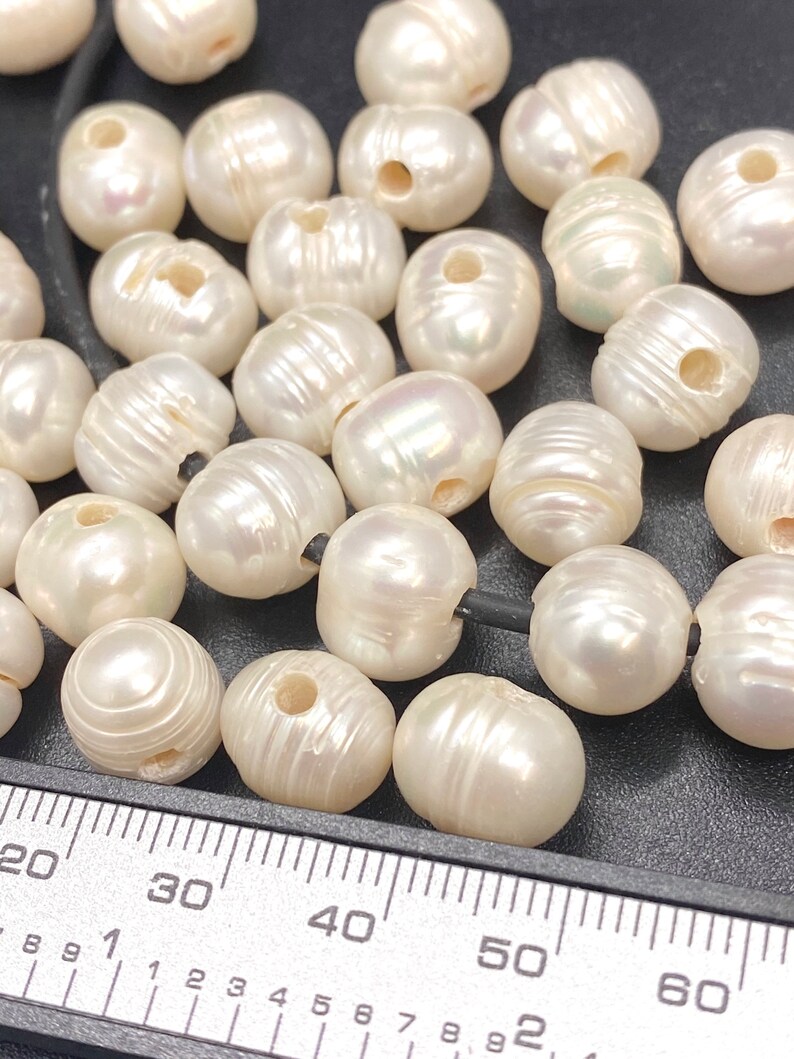 Large Hole 10mm+ Freshwater Pearl 2.2mm 3mm Hole, AA Circle White ...