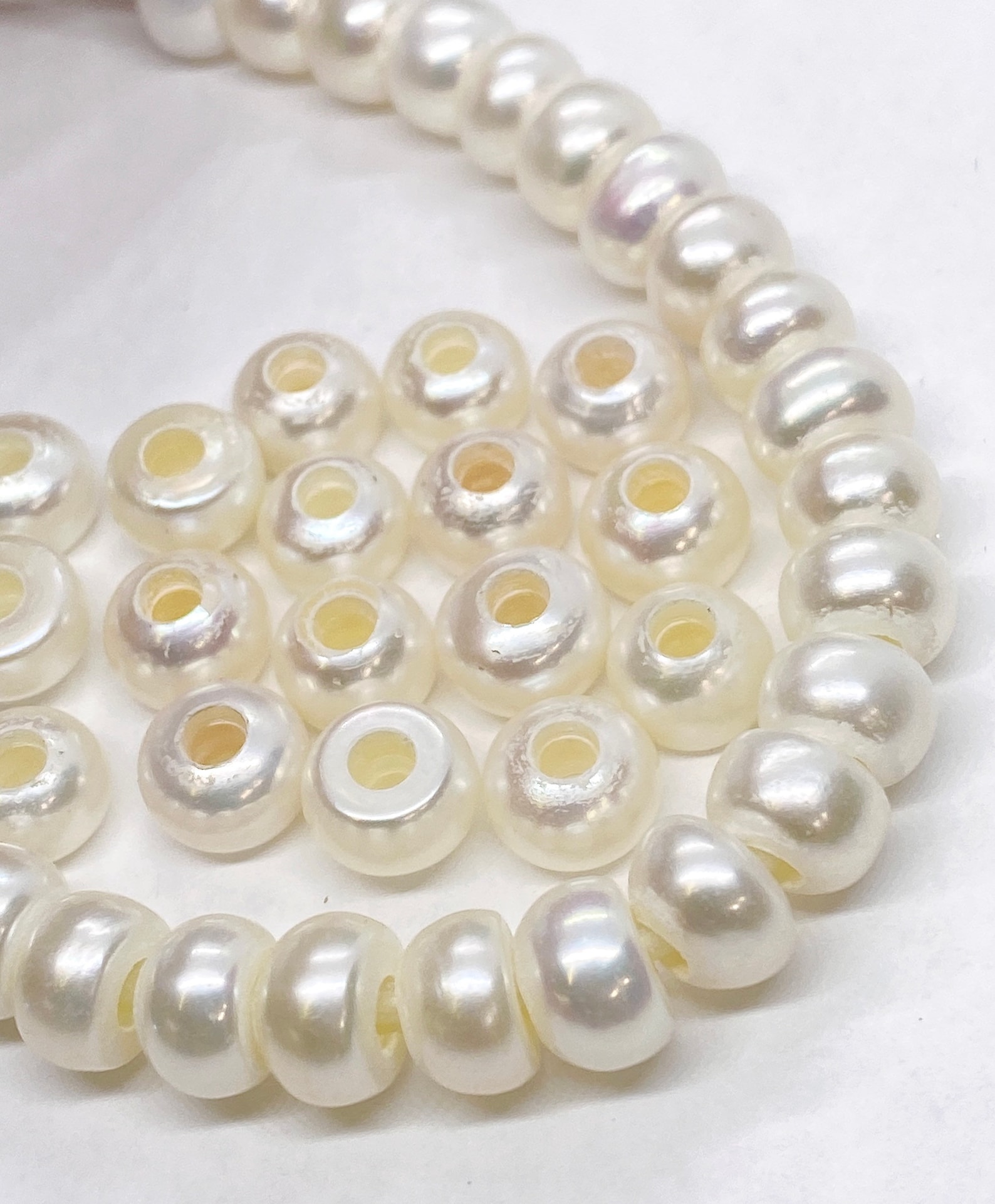 AAA 8mm Roundel Button Freshwater Pearl, 1.5mm 2.2mm 3mm Large Hole ...