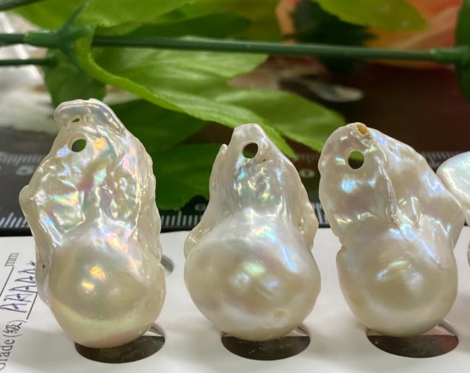 AAA Quality 25-30mmx 14-18mm Top Drilled Large Hole Fire Flameball ...