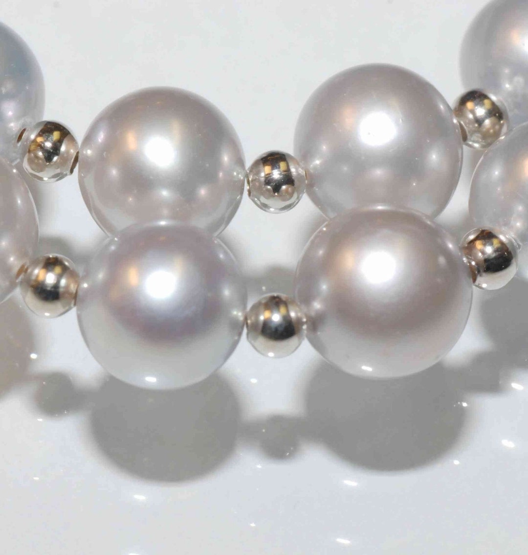 8-8.5mm Round AAA Quality Genuine Platinum Silver Pearl, perla natural ...
