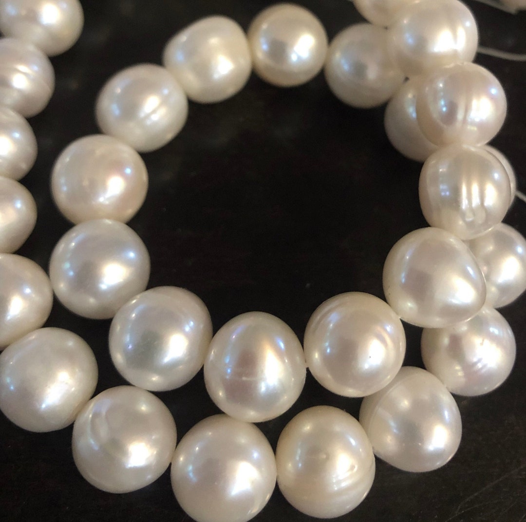 11-12mm A-AA off Round Freshwater Pearl Large Hole 2.2mm 3mm Potato ...