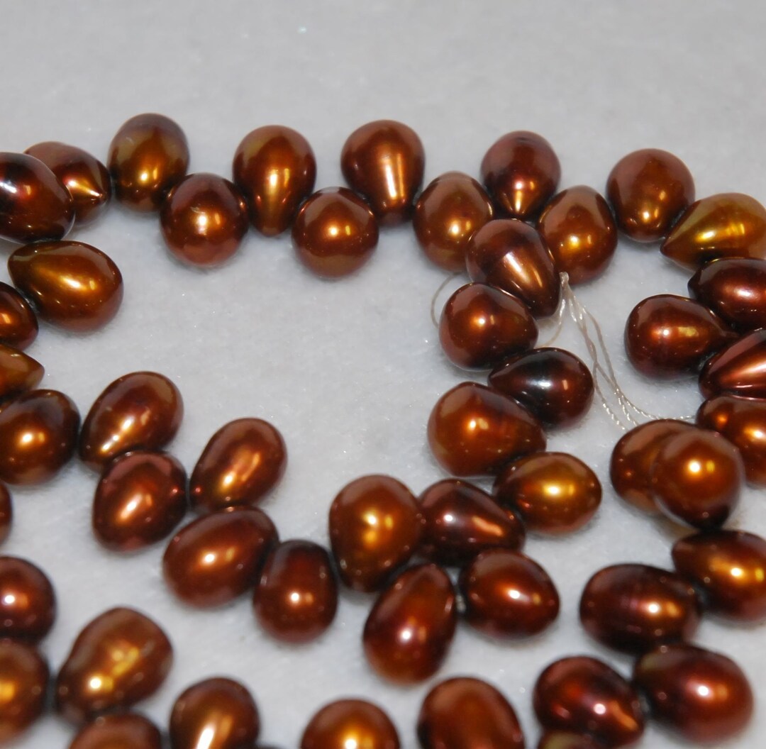 Top Drilled Dancing Pearl Freshwater Pearl Bronze Brown 11mmx8mm Big ...