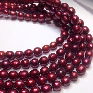Rice Pearl Oval Pearl Freshwater Pearl Burgundy Red 6-7mm X 7-9mm----15 ...