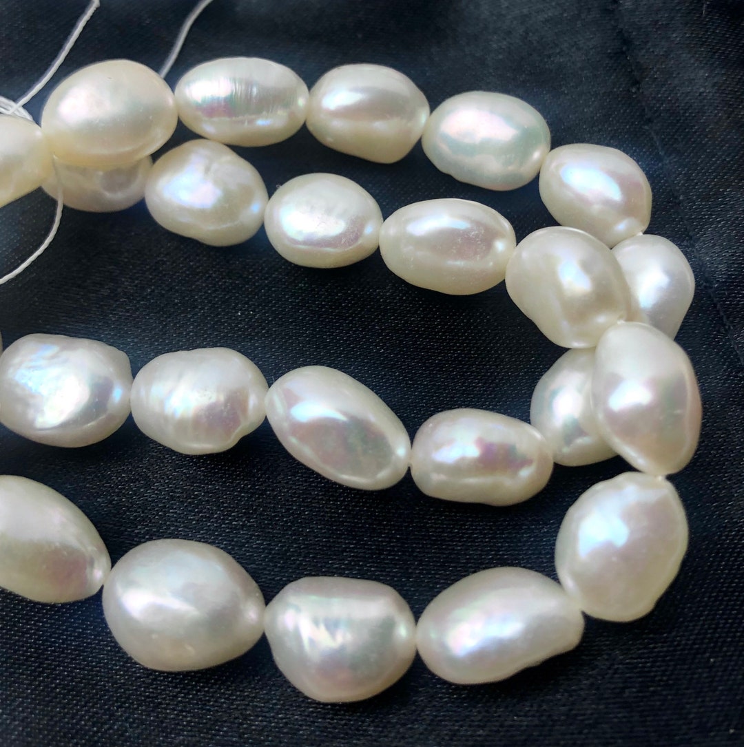 AAA High Quality Ivory White Baroque Freshwater Pearl 15" Full Strand 9 ...