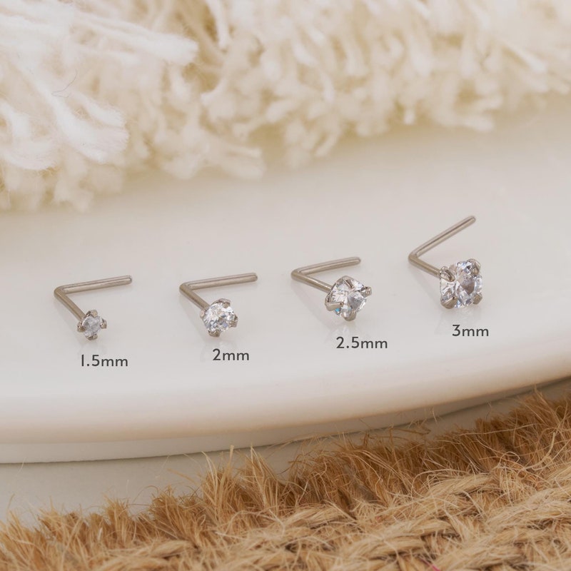 Titanium With Gem Nose Ring - Etsy