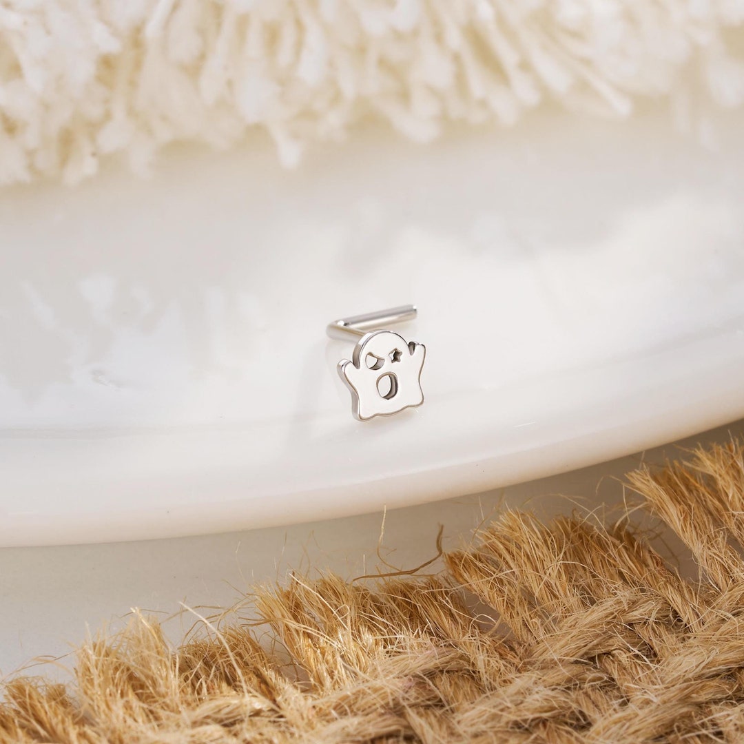 Halloween Tiny Ghost Nose Studs/ghost Nose Jewelry/l-shaped Bat Nose ...