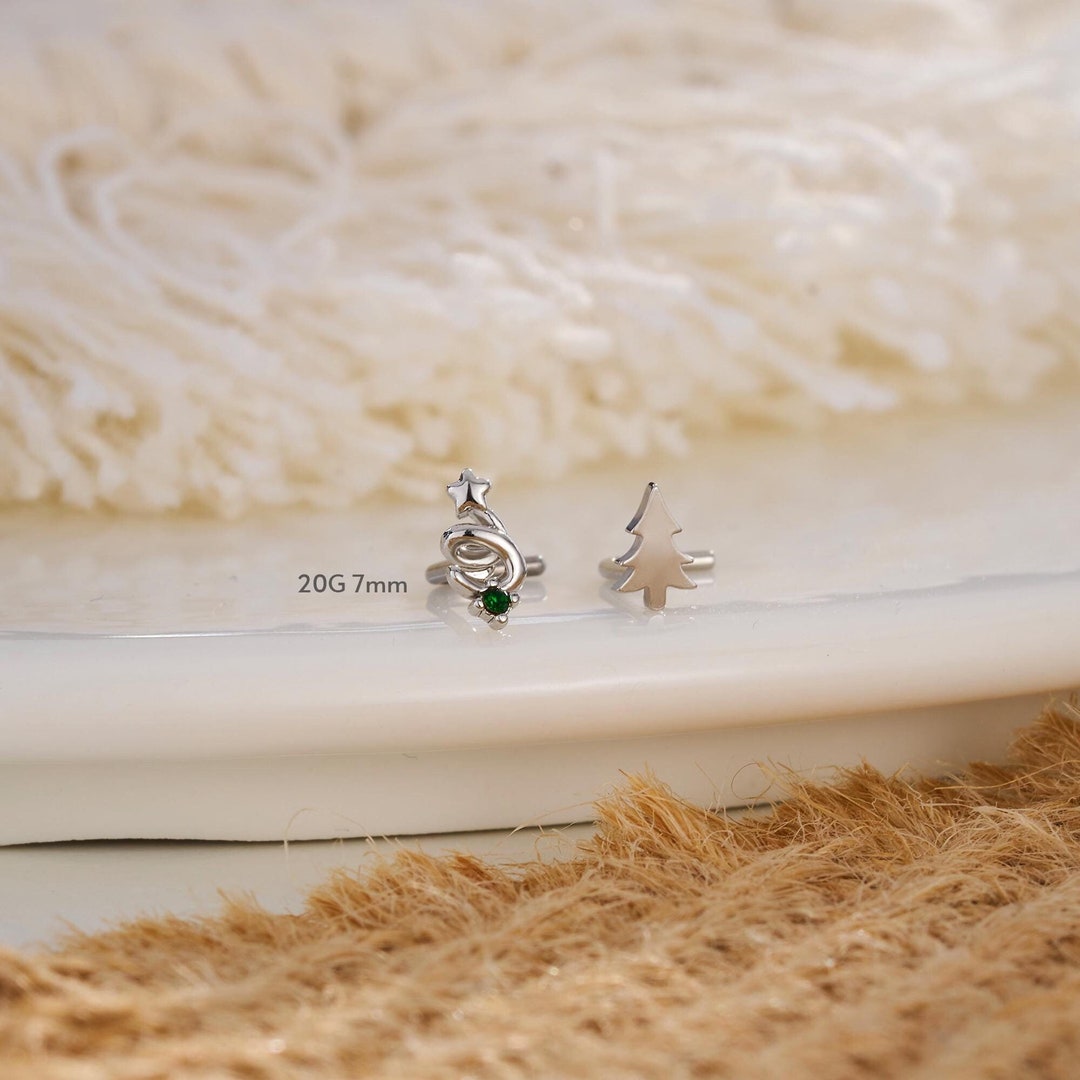 20G Christmas Tree Tiny Nose Stud/christmas Nose Jewelry/l-shaped Nose ...