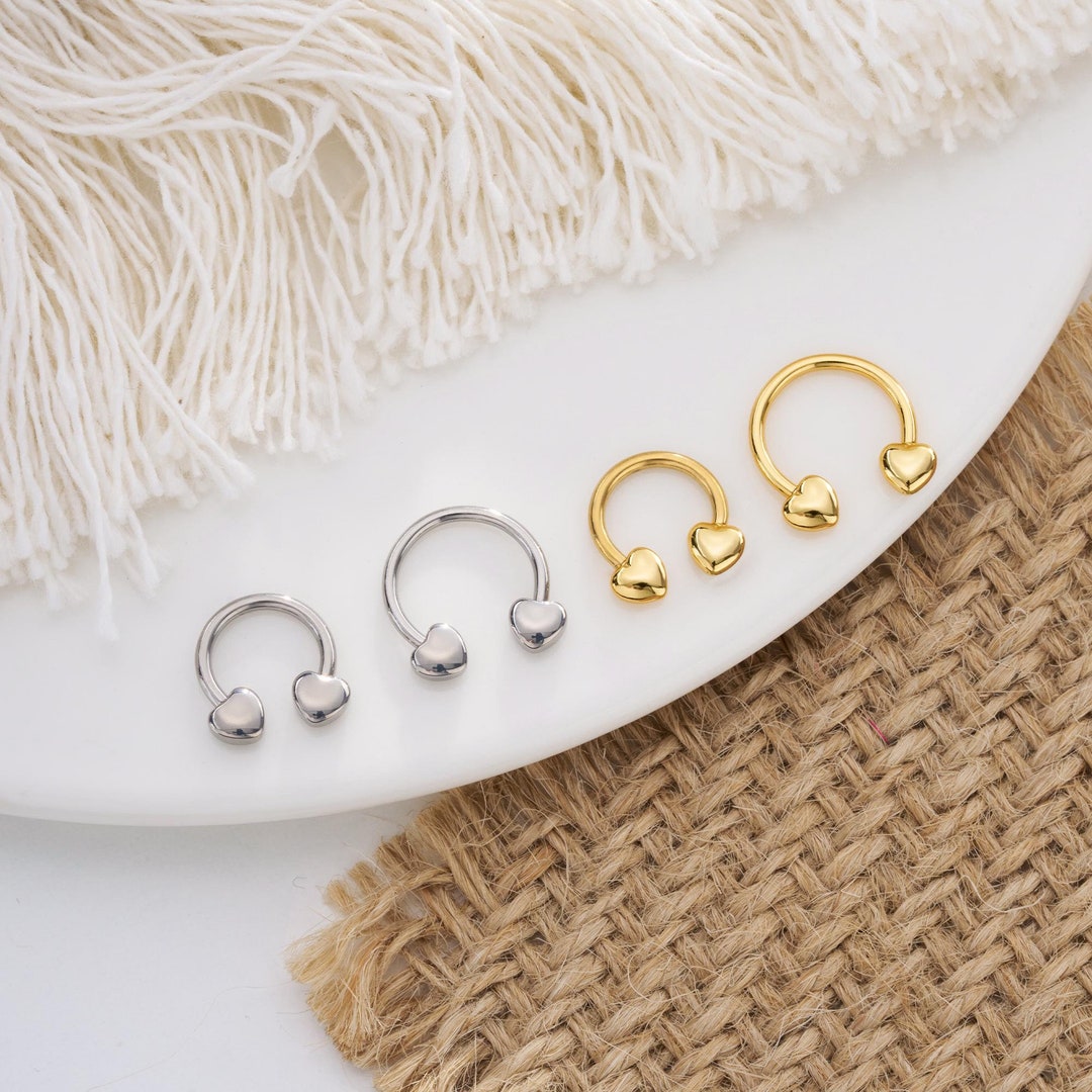 16G Heart Septum Horseshoe Ring/minimalist Nose Septum Ring 8MM 10mm ...