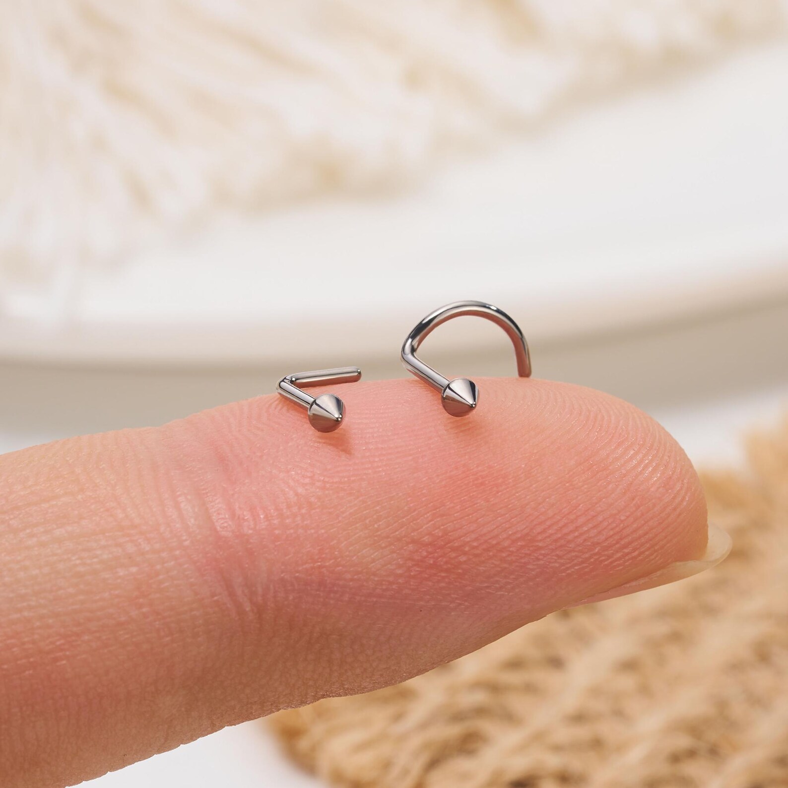 18G 20G 2PCS Spikes Titanium Nose Stud/s-shaped Nose Barbell/nose Screw ...