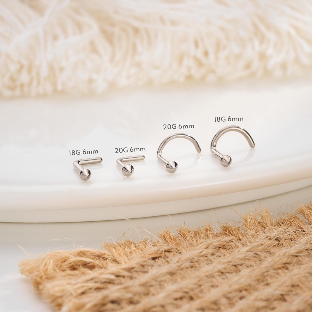 18G 20G 2PCS Spikes Titanium Nose Stud/s-shaped Nose Barbell/nose Screw ...