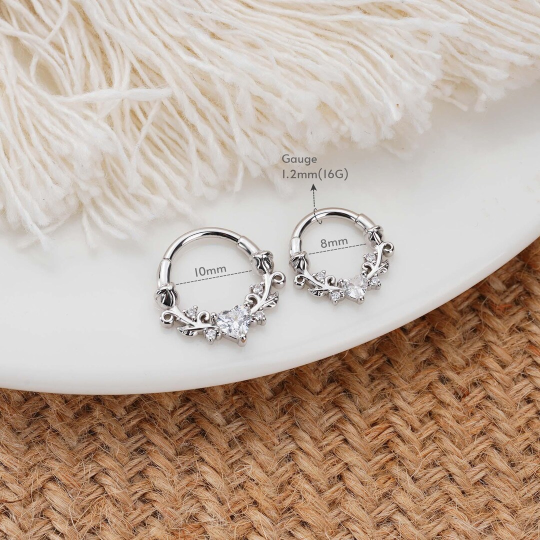 16G Twist Heart Clicker Hoop/nose Septum Ring/nose Ring/conch Hoop/hoop ...