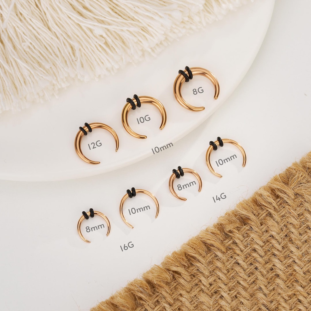 Rose Gold Horseshoe Pincher/steel Nose Septum Ring 16g,14g,12g,10g,8g ...