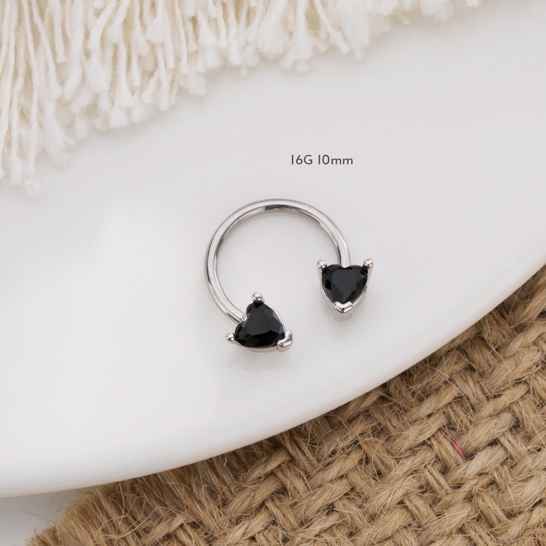 16G Black Heart Septum Horseshoe Ring/minimalist Nose Septum Ring 8MM ...