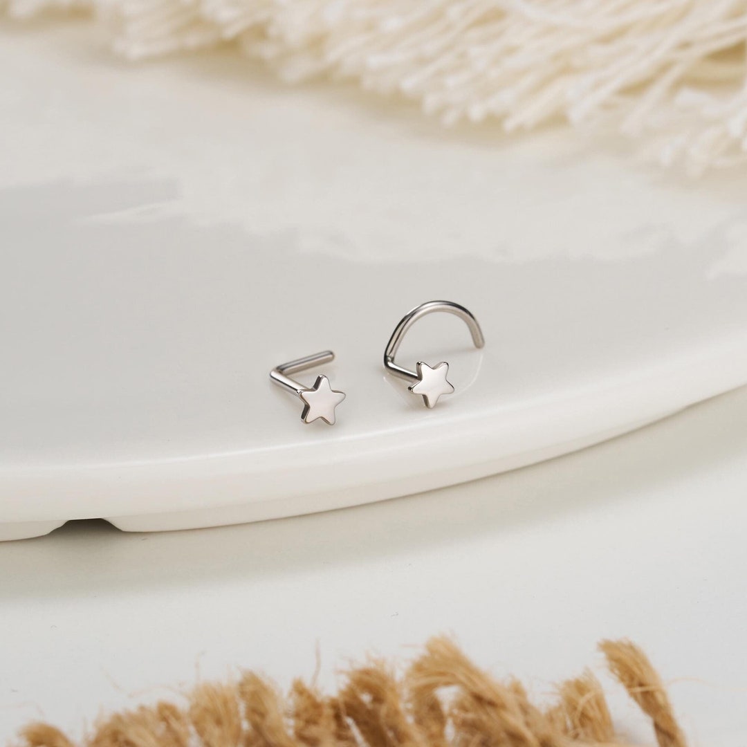 20G Implant Grade Titanium Star Nose Ring/l Shape Nose Stud/nose Screw ...