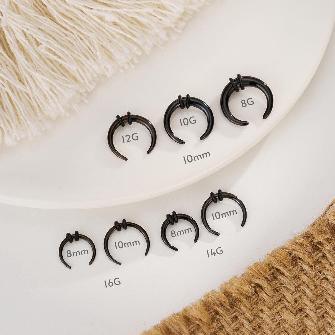 Black Steel Horseshoe Pincher/nose Septum Ring 16g,14g,12g,10g,8g/plugs ...