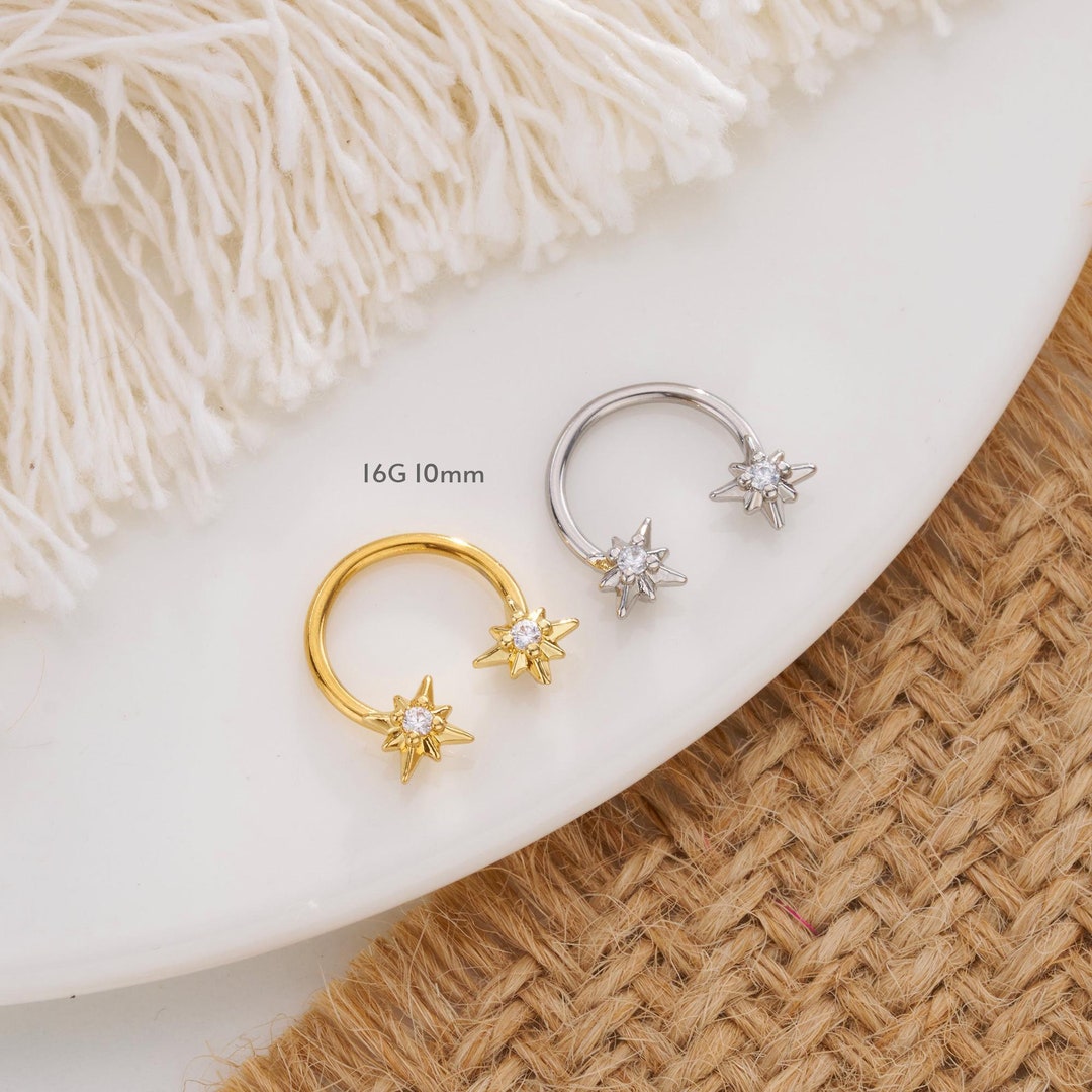 16G Star Gem Septum Hoop/minimalist Nose Septum Ring 10mm/nose Piercing ...