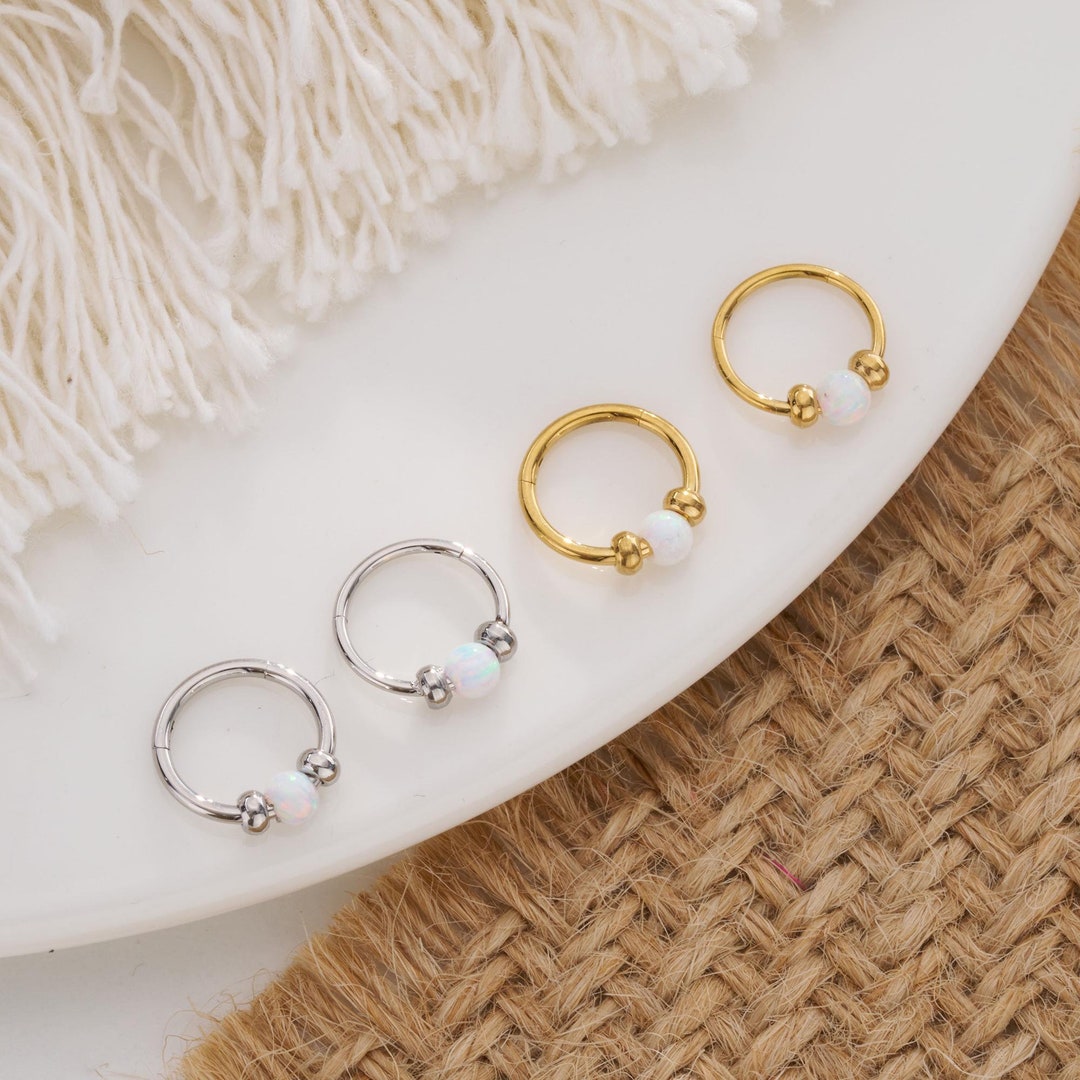 18G 20G Opal Septum Hoop/minimalist Nose Septum Ring 8mm/nose Piercing ...