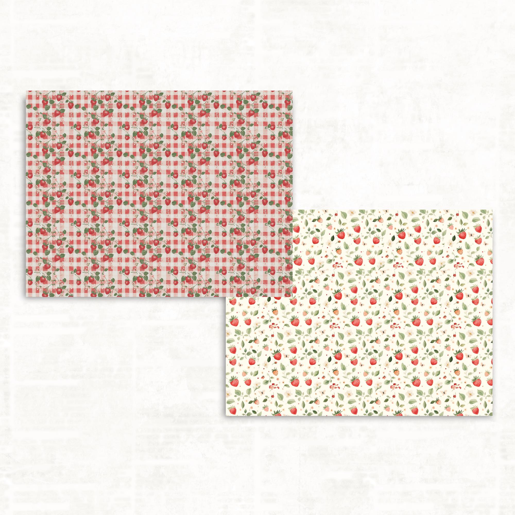 Retro Strawberry Junk Journal Pages - Digital Scrapbook Paper - Vintage ...