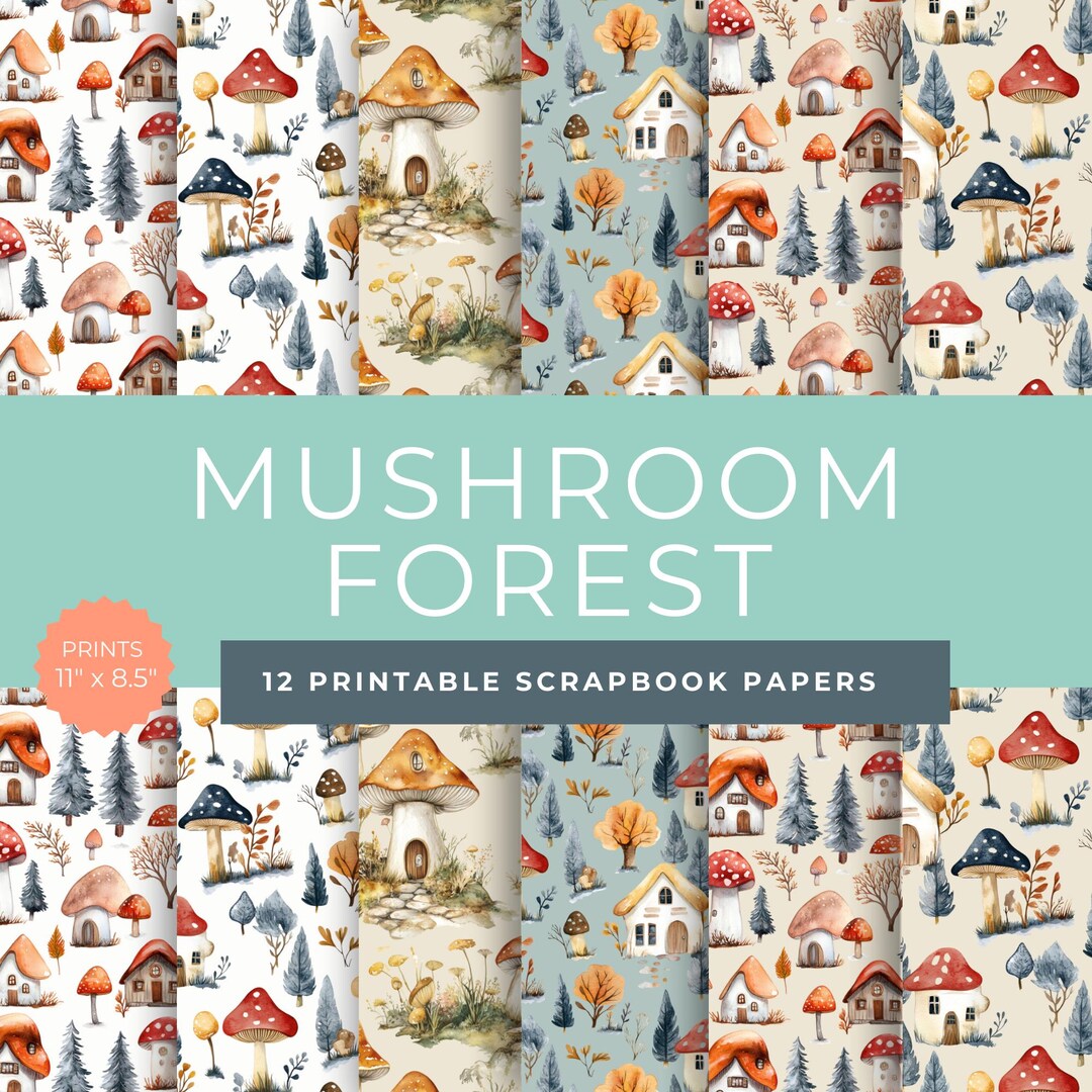 Magical Mushroom Forest - Seamless Pattern - Digital Scrapbook Supplies ...