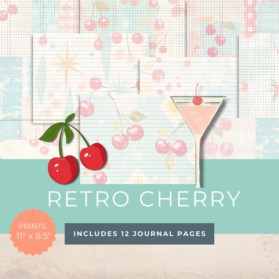 Retro Cherry Junk Journal Kit, Vintage Ephemera, 1950s Collage (digital ...