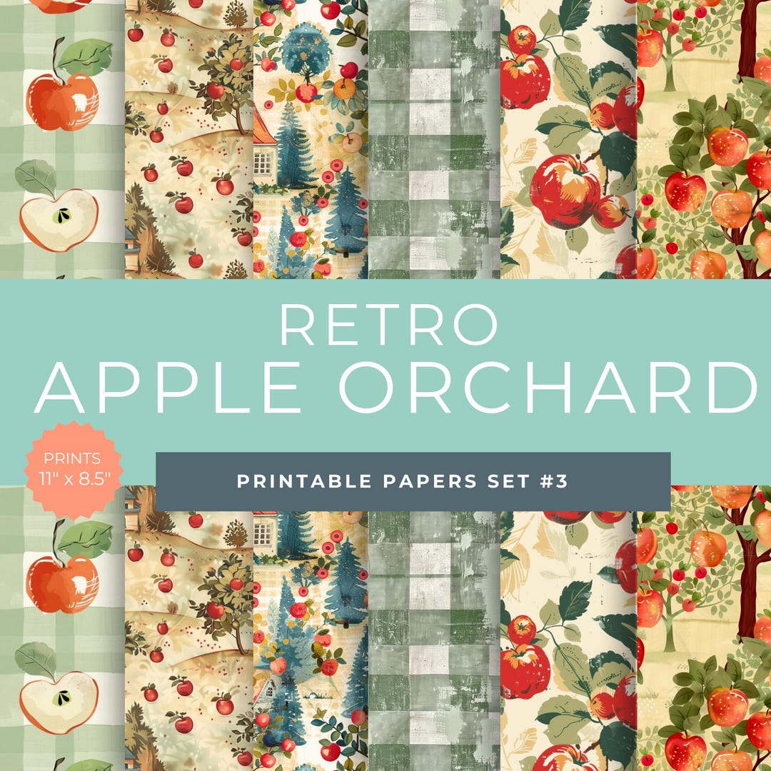 Apple Picking Scrapbook Paper, Junk Journal, Apples, Fall, Autumn, Red ...