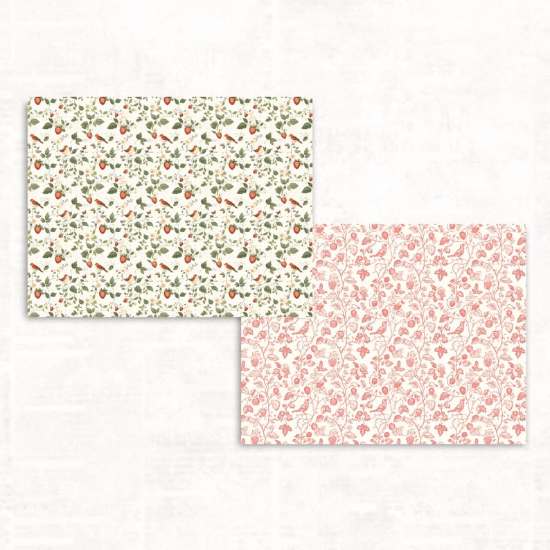 Retro Strawberry Junk Journal Pages - Digital Scrapbook Paper - Vintage ...