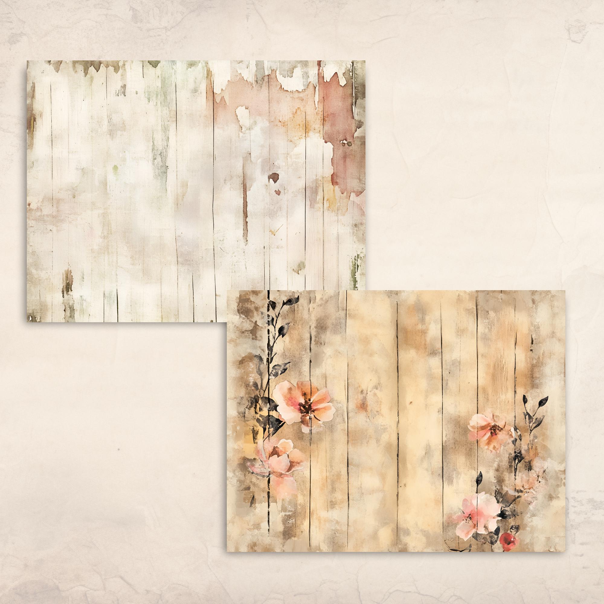 Distressed Wood Digital Paper, Shabby Rustic Woodgrain Planks Texture ...