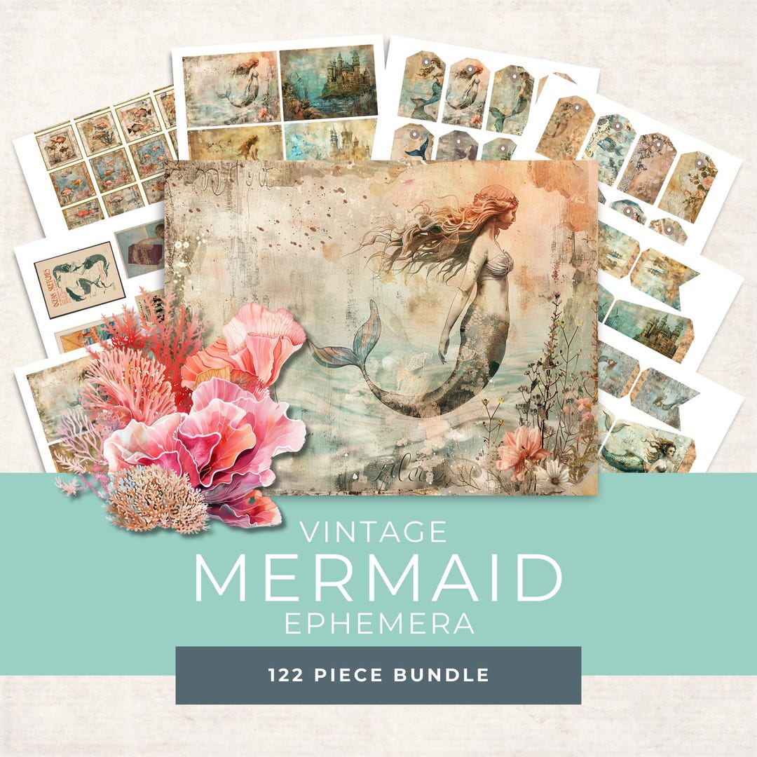 Mermaid Dreams Junk Journal - Vintage Ephemera - Printable Pages ...