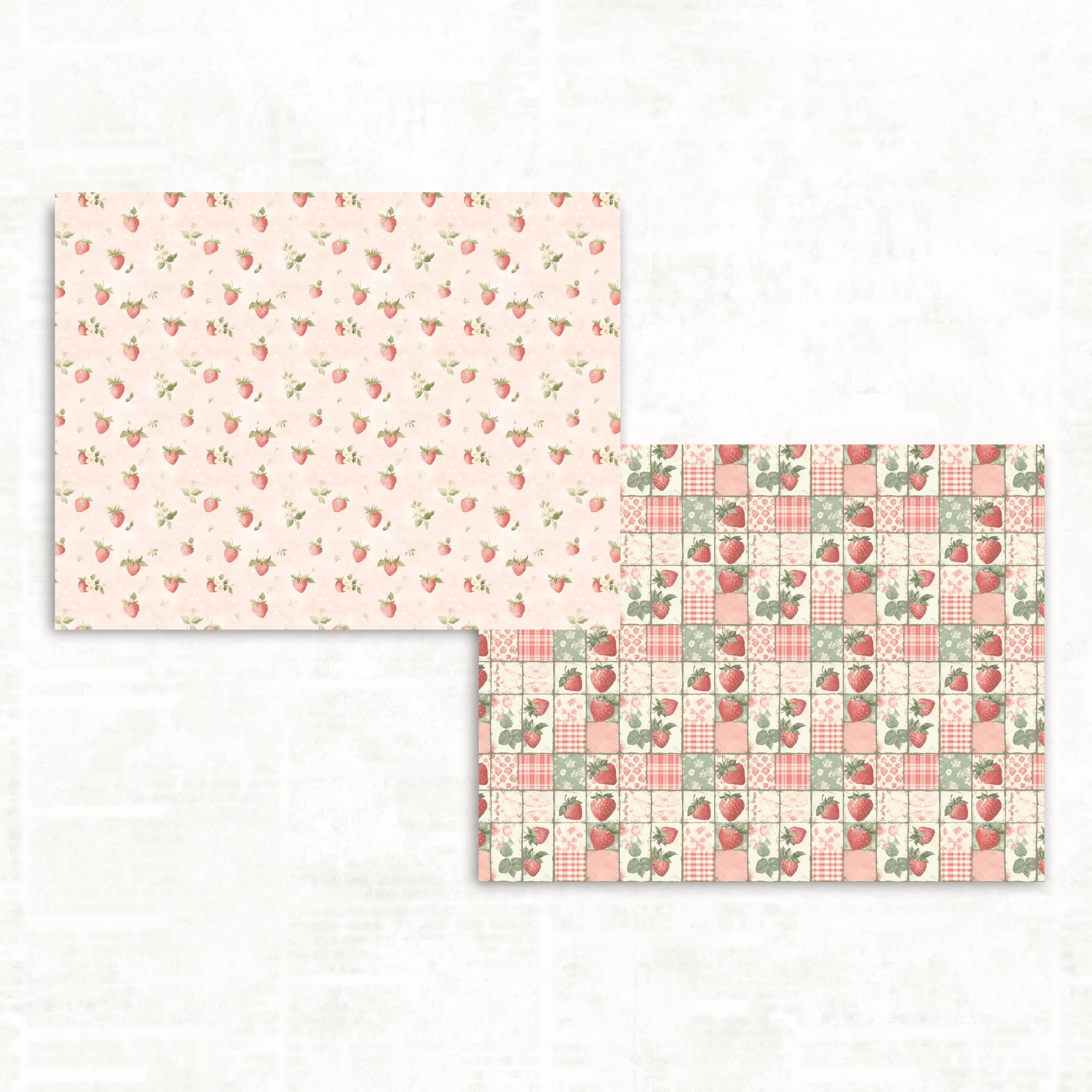 Retro Strawberry Junk Journal Pages - Digital Scrapbook Paper - Vintage ...