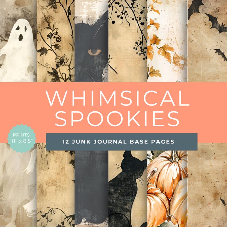 Spooky Halloween Junk Journal Digital Papers, Whimsical Halloween ...