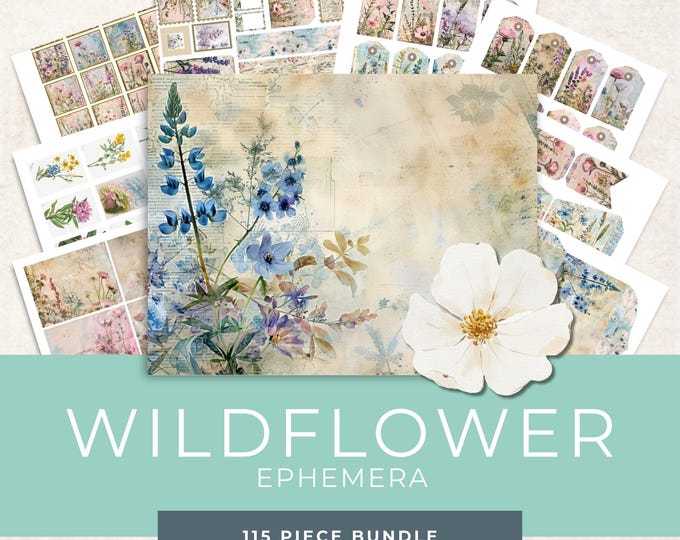 Wildflower Junk Journal Printable Papers – 24 Elegant 11" X 8.5" Floral ...