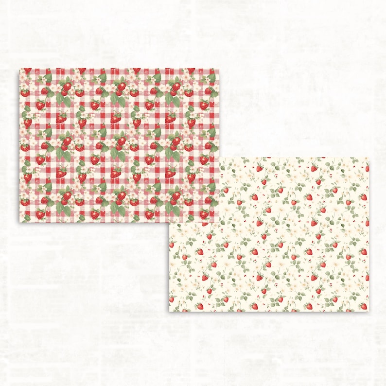 Retro Strawberry Junk Journal Pages - Digital Scrapbook Paper - Vintage ...