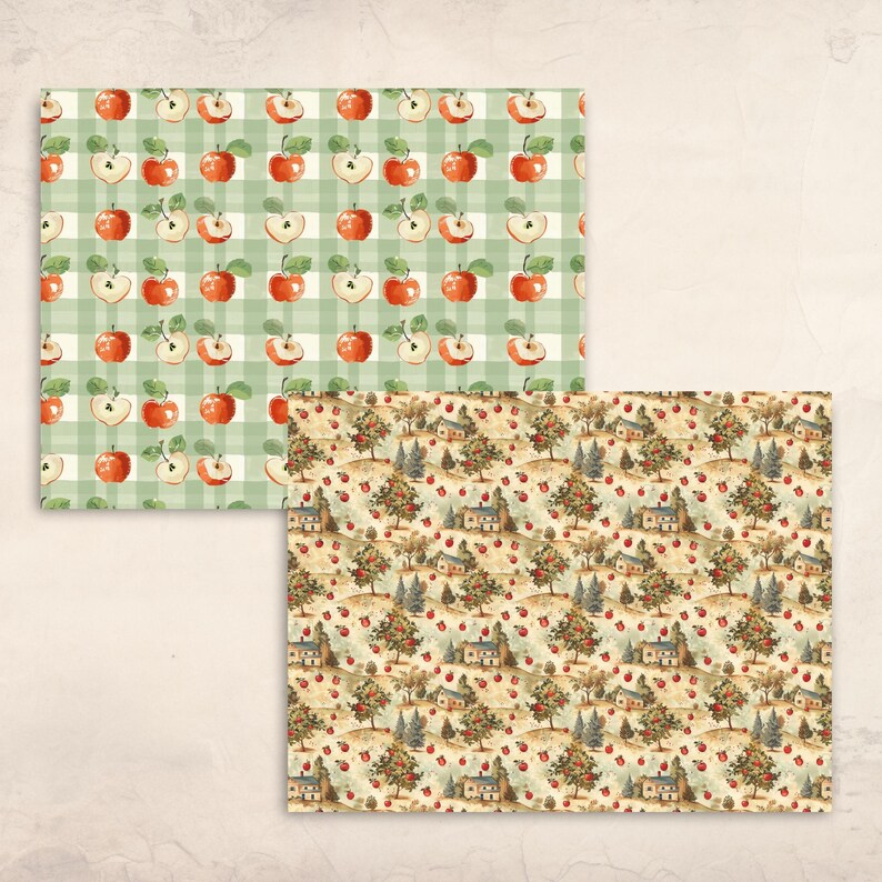 Apple Picking Scrapbook Paper, Junk Journal, Apples, Fall, Autumn, Red ...