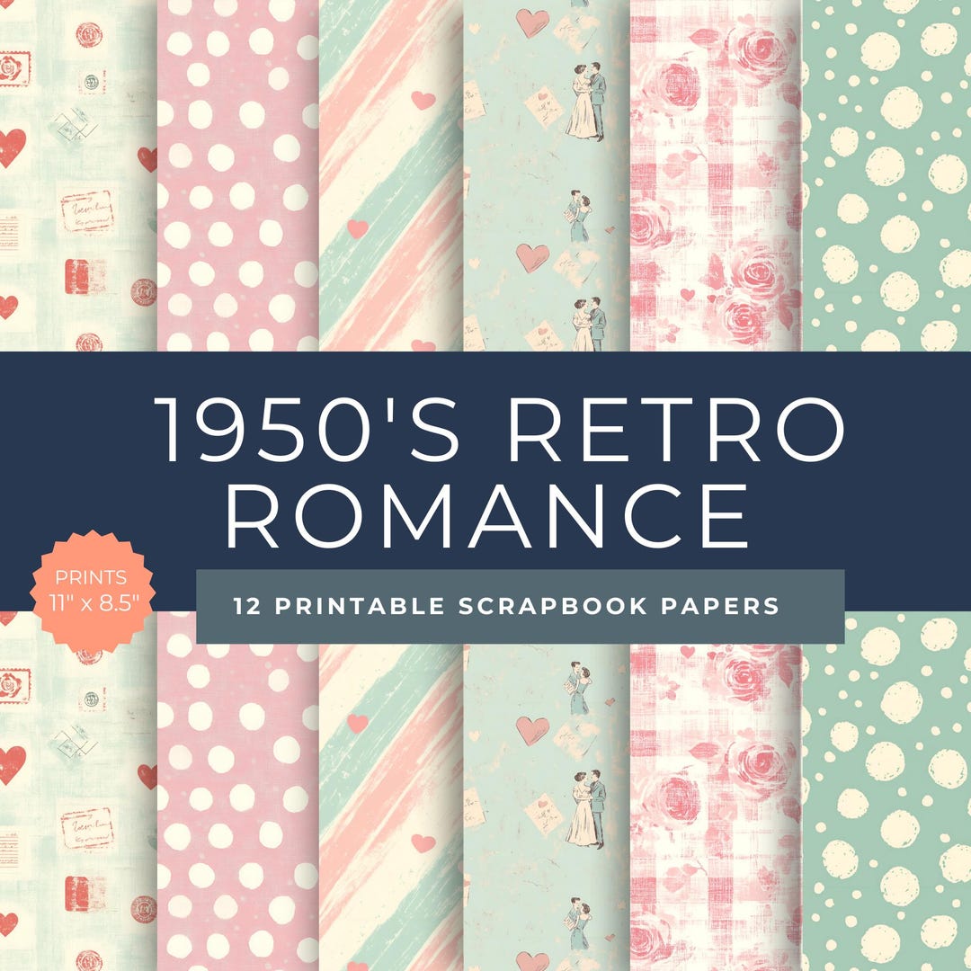 Retro Couple Digital Collage Sheet - Vintage 50s Scrapbooking - Card ...