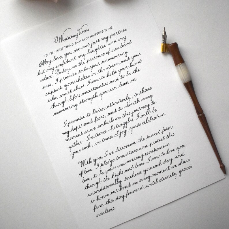 Custom Calligraphy Letter | Handwritten Wedding Vows | Handwritten ...