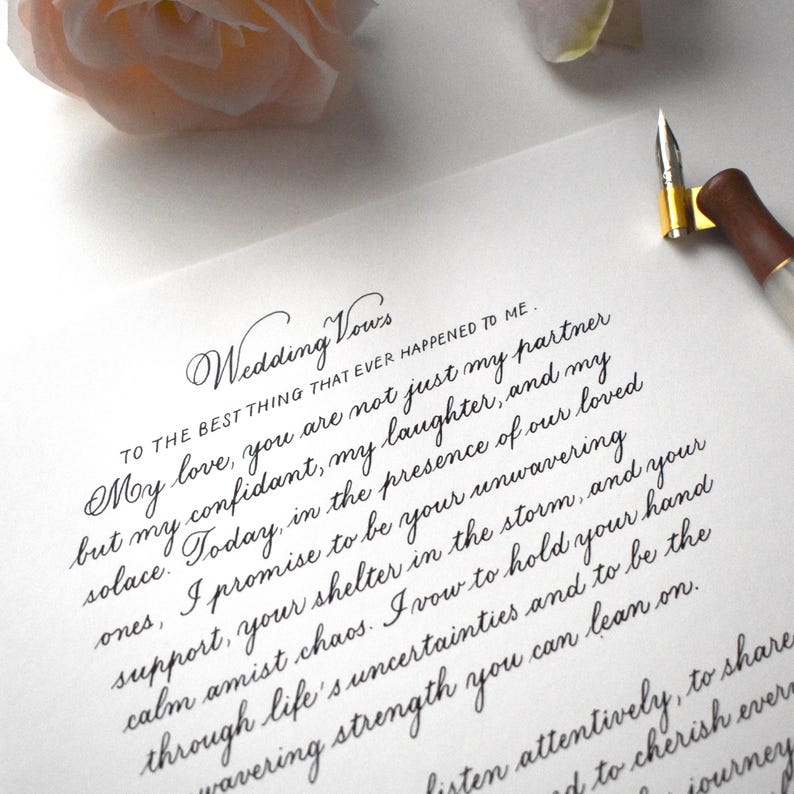 Custom Calligraphy Letter | Handwritten Wedding Vows | Handwritten ...