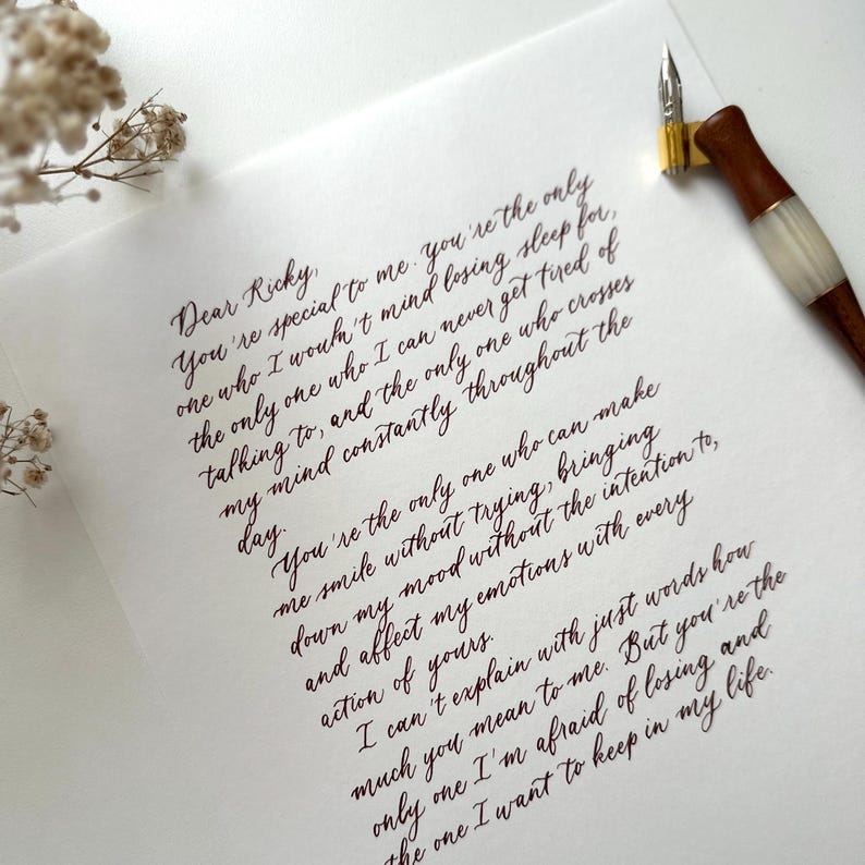 Custom Modern Calligraphy Letter Handwritten Wedding Vows Handwritten ...